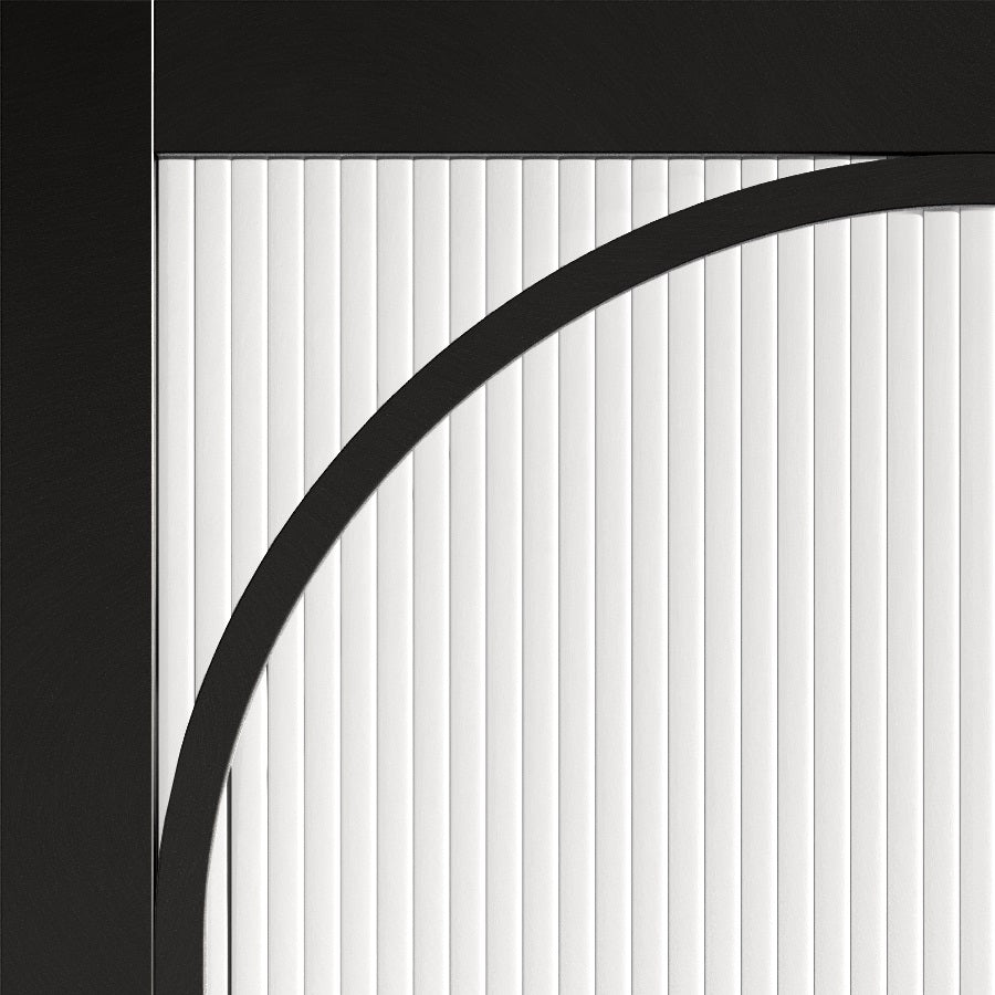 Melrose Black Reeded Glazed Arched Door Pair – Emerald Doors