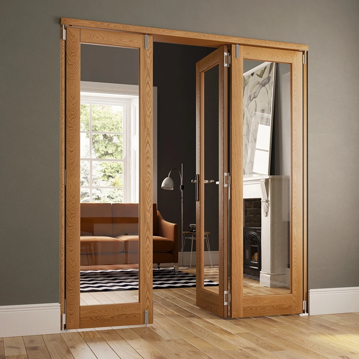 Oak Pattern 10 Fold Flat Internal Door Set 2100mm – Emerald Doors