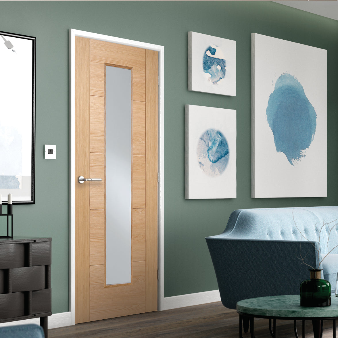 Buy 6006 Oak Long Light Glazed Fire Door | Emerald Doors