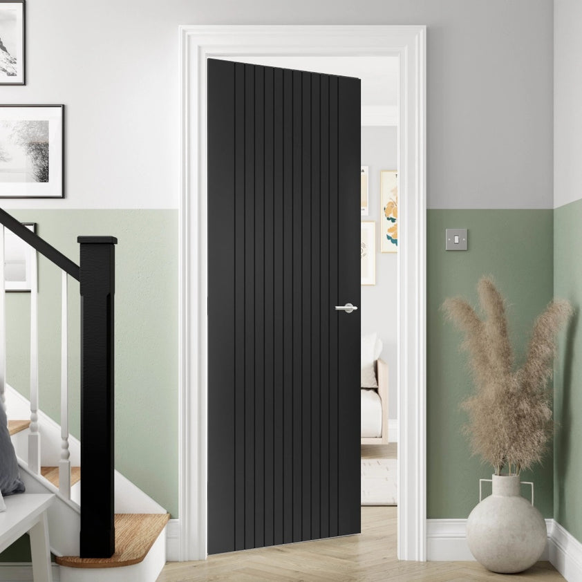 Aria Black Fluted Fire Door – Emerald Doors