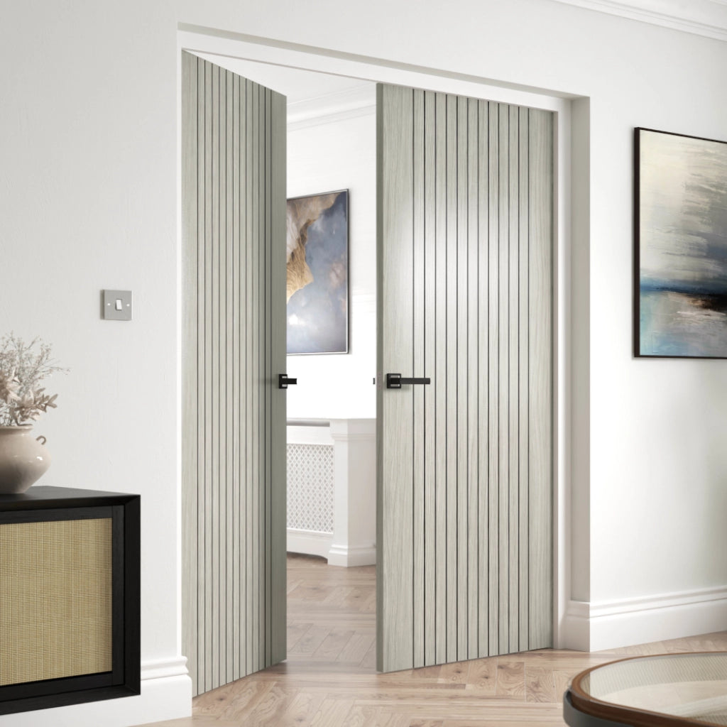 Aria Grey Fluted Internal Door Pair – Emerald Doors