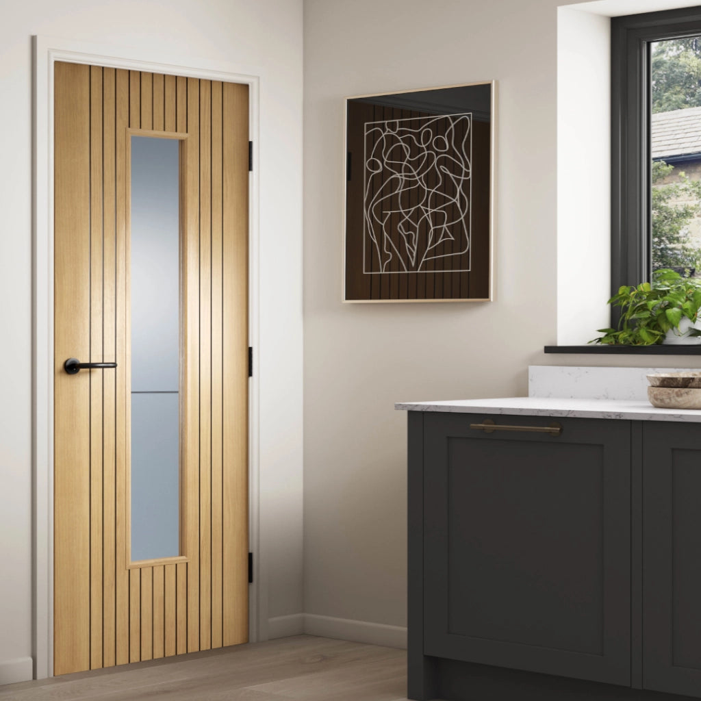Aria Oak Clear Glazed Internal Fluted Door – Emerald Doors