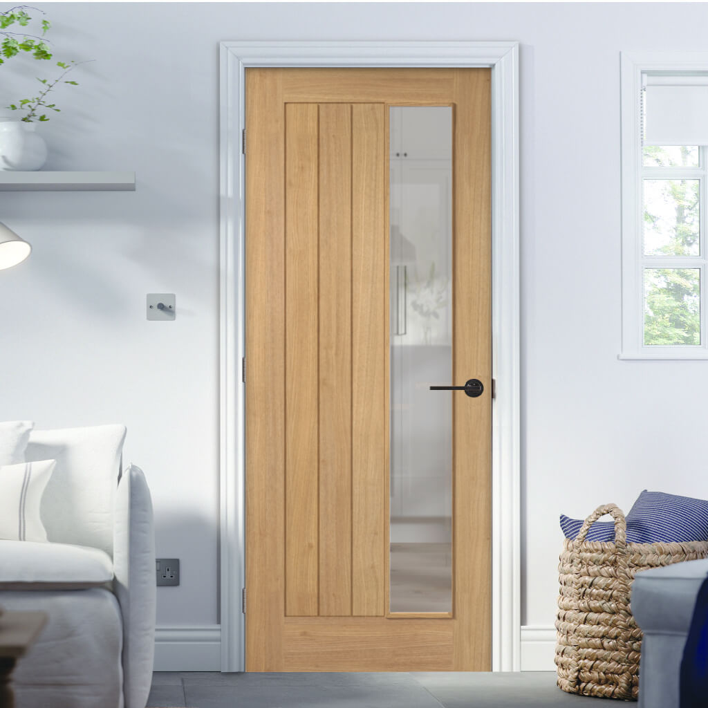 Belize Oak Clear Offset Glazed Door – Emerald Doors