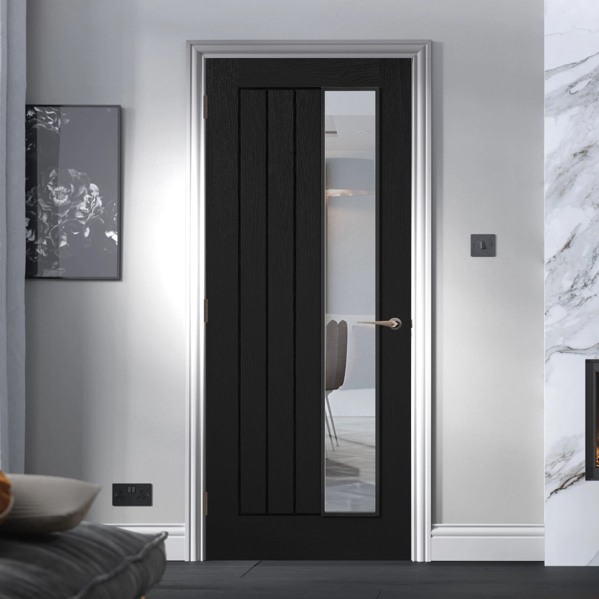 Black Mexicano Offset Clear Glazed Internal Door – Emerald Doors