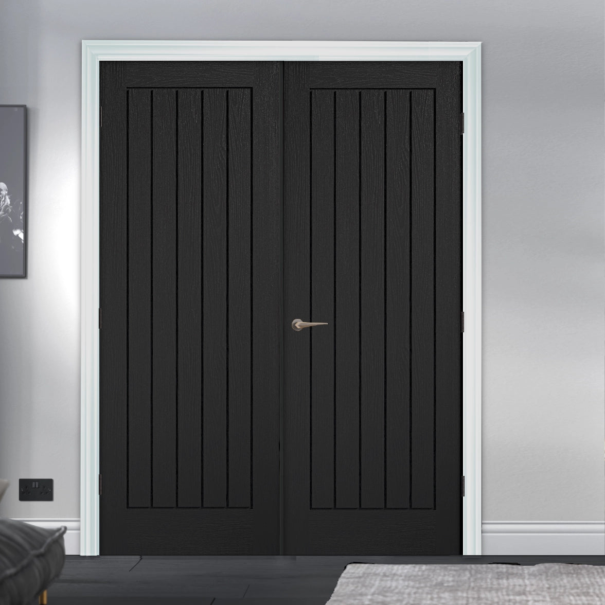Black Mexicano Internal Door Pair Fully Finished – Emerald Doors