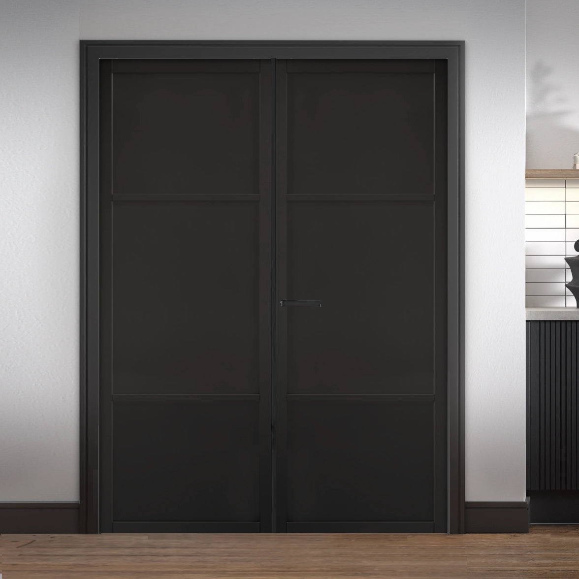 Sutton Black 3 Panel Internal Door Pair – Emerald Doors