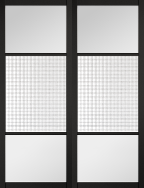 Sutton Black Reeded Glazed Internal Door Pair – Emerald Doors