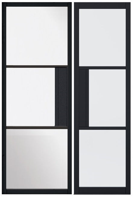 Black Tribeca Clear Glazed Offset French Doors with Lock Block Panel ...