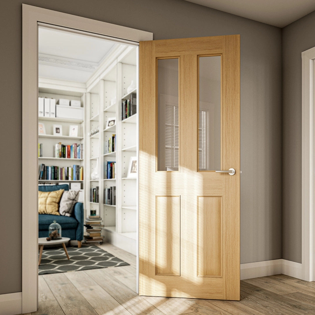 Bury Oak Clear Glazed Fire Door – Emerald Doors