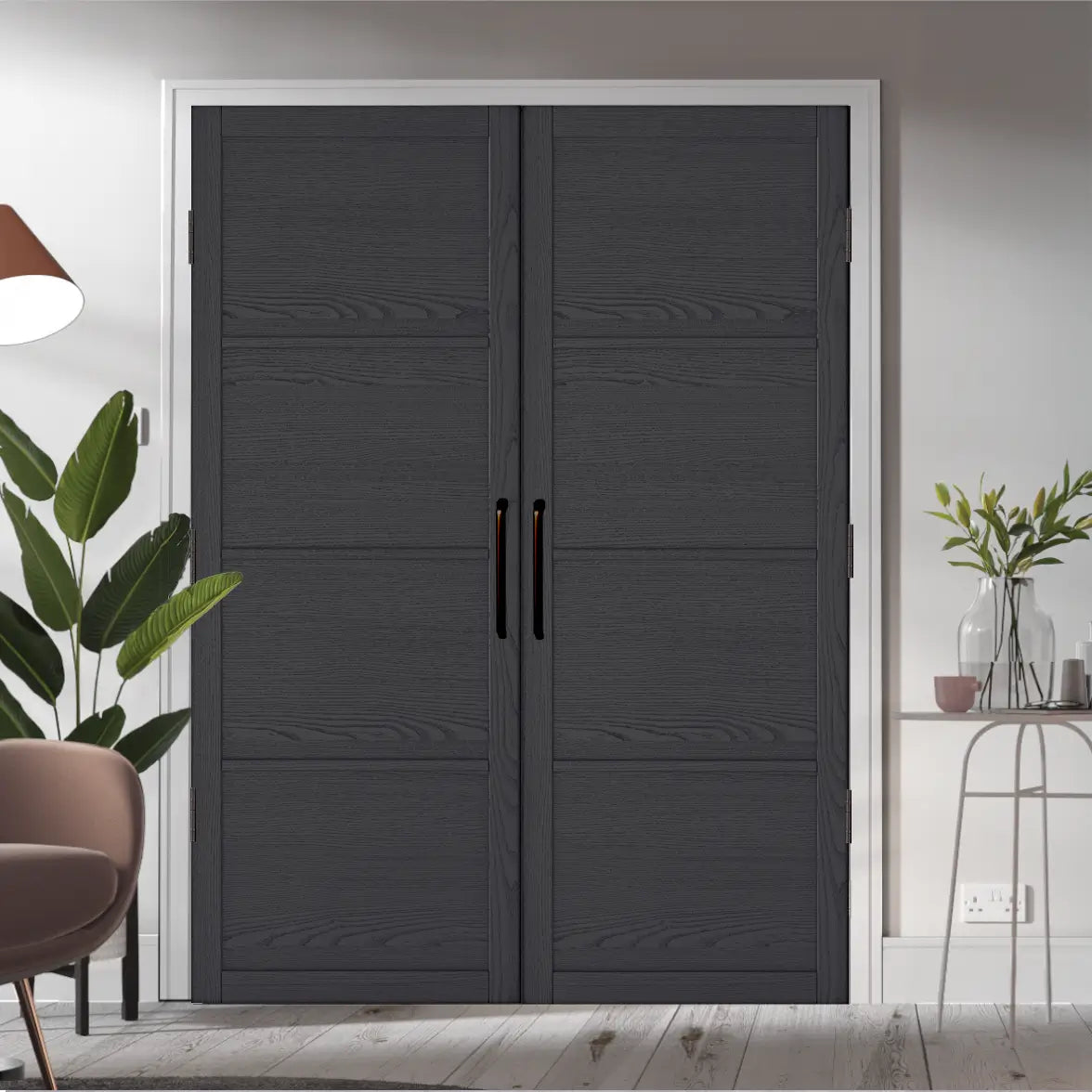 Charcoal Black Soho Door Pair | Soho Charcoal Door Pair | Emerald Doors