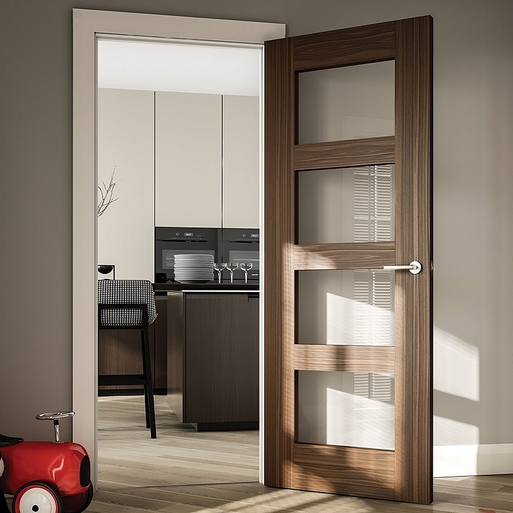 Walnut Shaker Clear Glazed Internal Fire Door – Emerald Doors