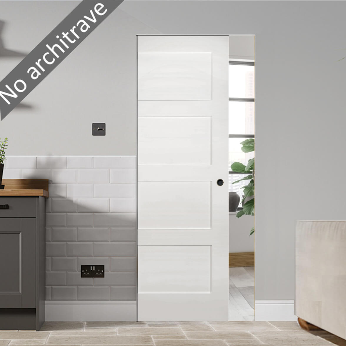 Coventry White Flush Pocket Door Set – Emerald Doors