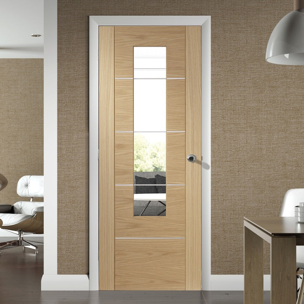 Portici Internal Oak Door Custom Made with Real Aluminium Inlays ...