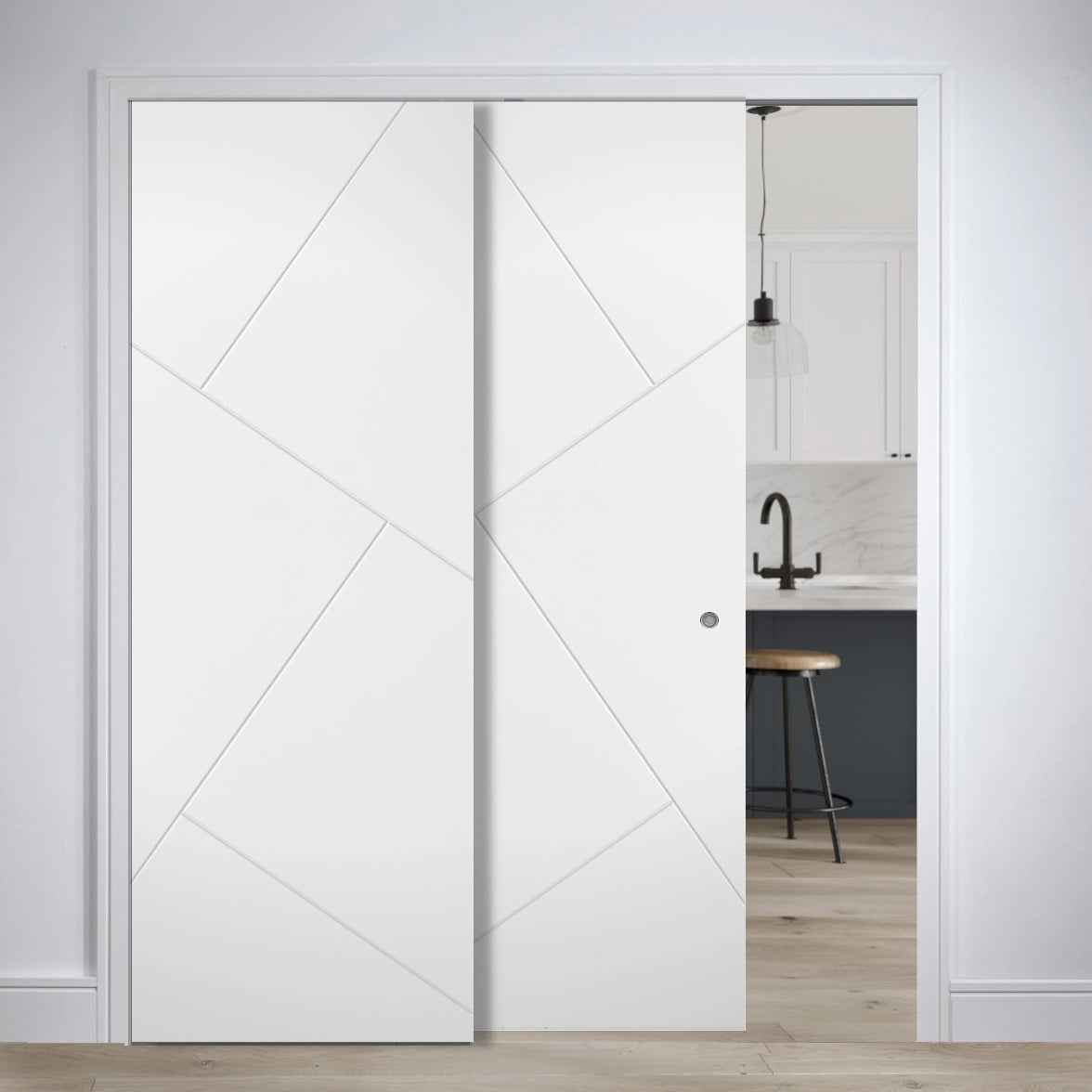 Dover White Telescopic Pocket Door System – Emerald Doors
