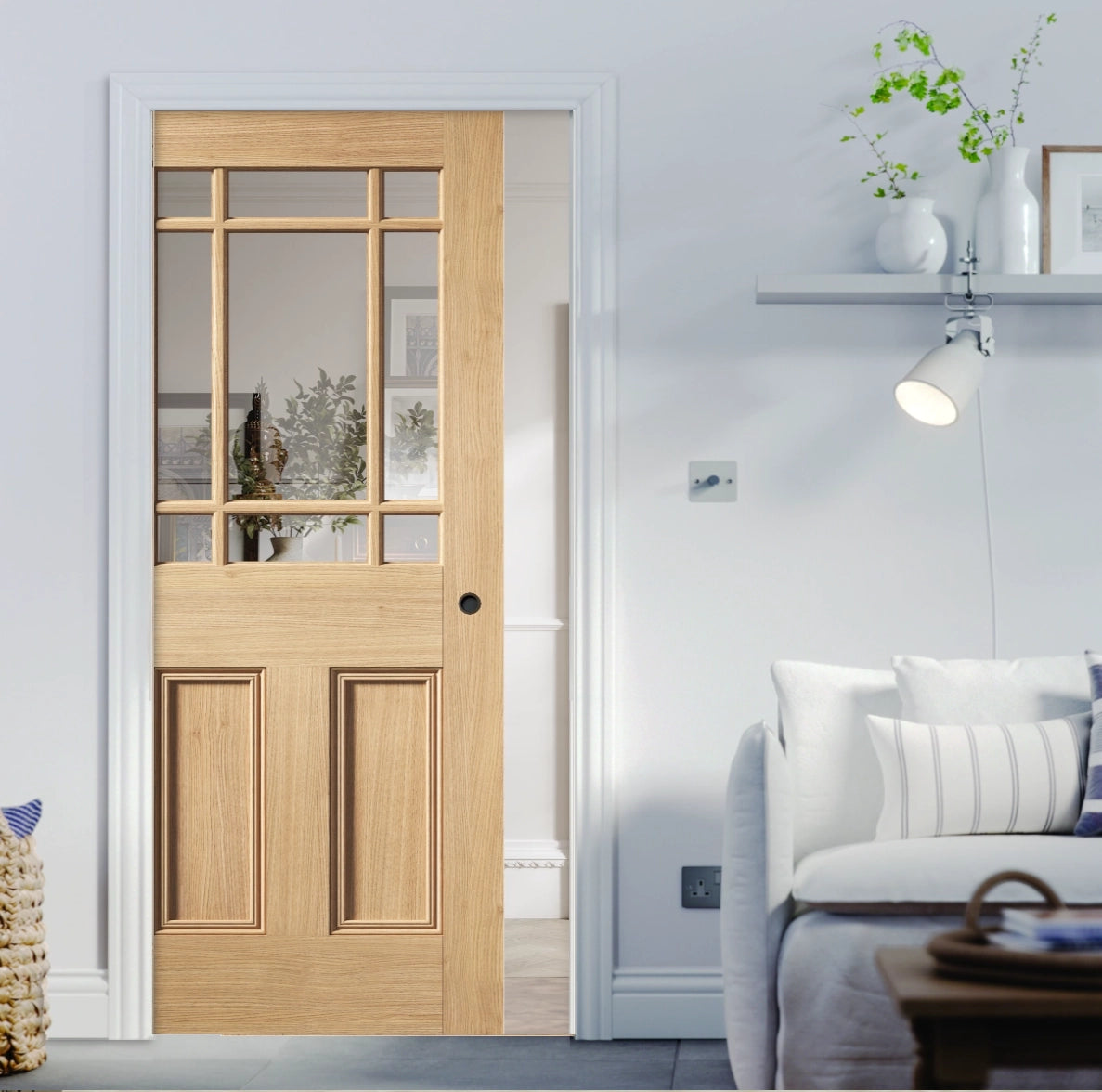 Downham Glazed 9L Pocket Door Set – Emerald Doors