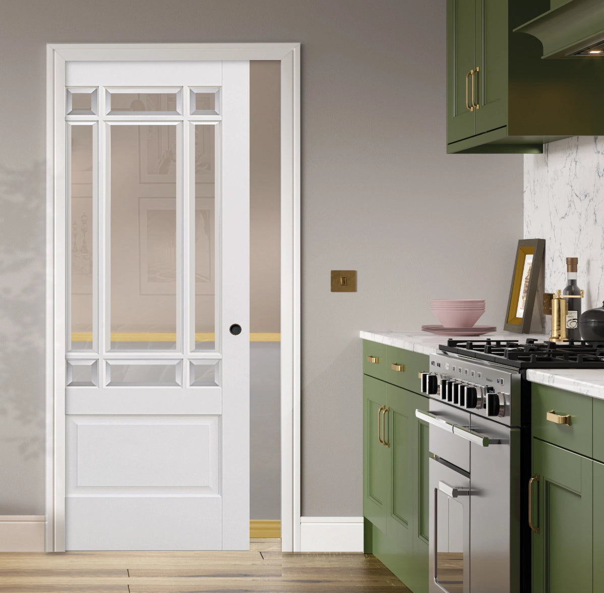 Solid White Downham Pocket Door Set – Emerald Doors