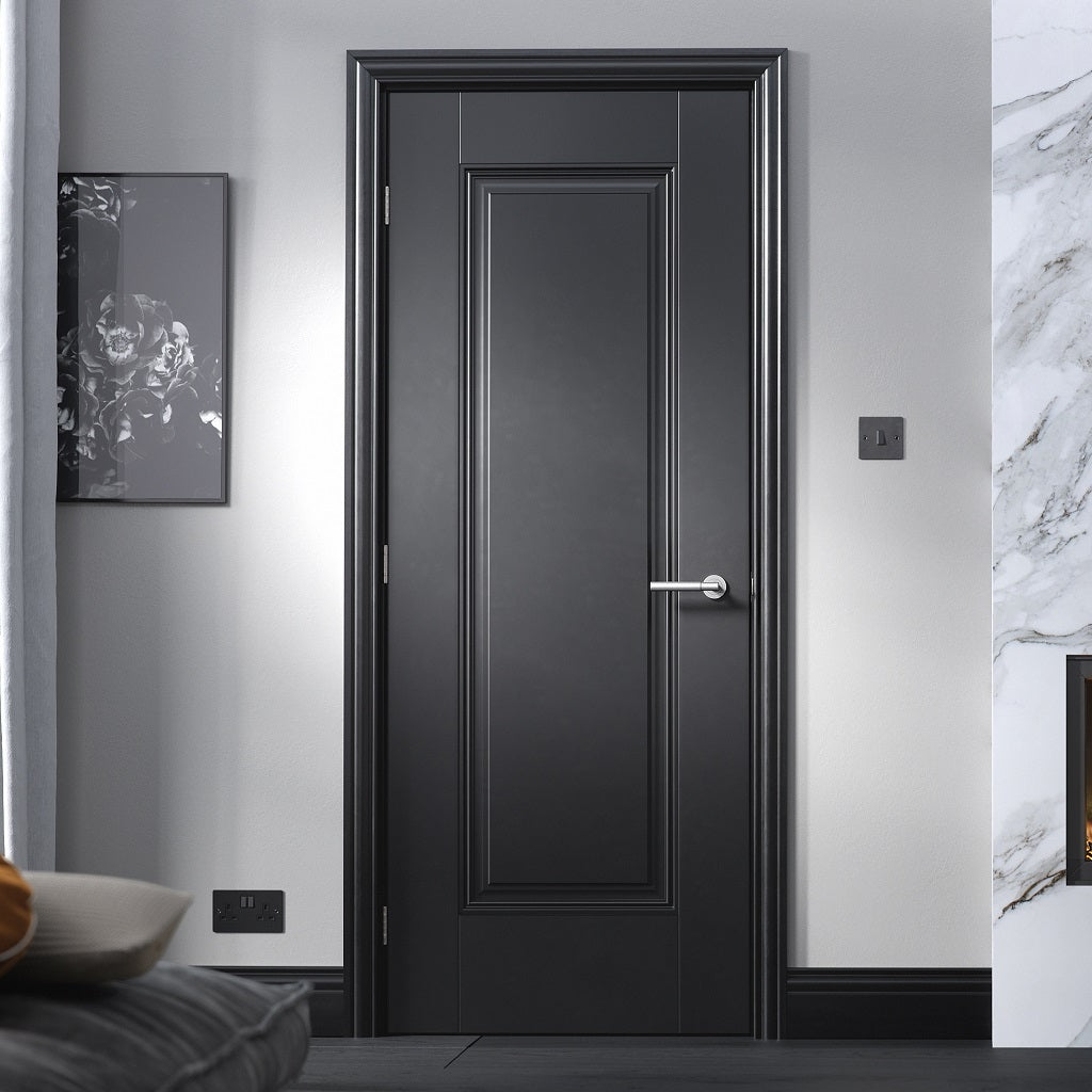 Buy Eindhoven Black 1 Panel Primed Internal Door | Emerald Doors