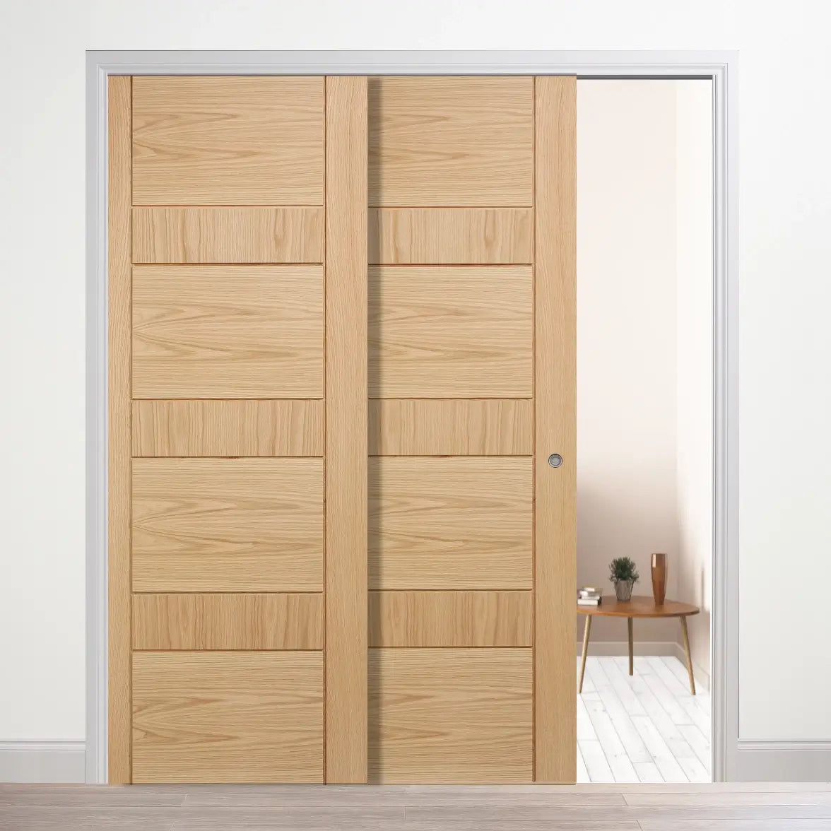 Edmonton Oak Telescopic Pocket Door System – Emerald Doors