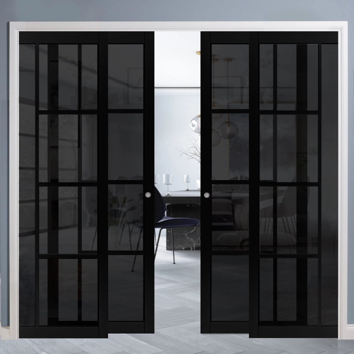 Enova Black Tinted Glazed Telescopic Pocket Door System – Emerald Doors