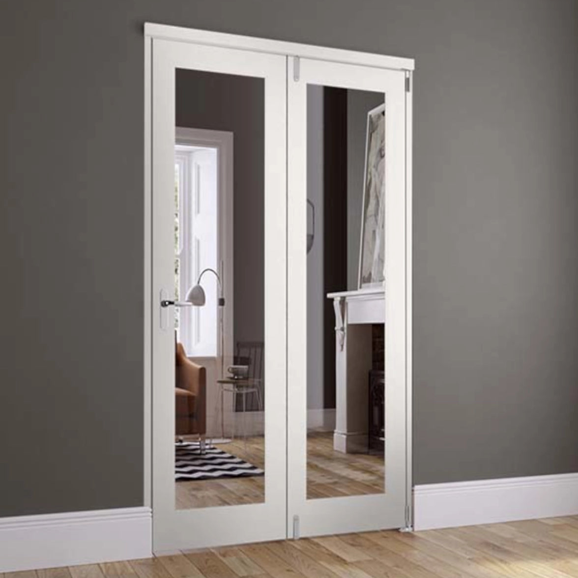 White Pattern 10 Fold Flat Internal Door Set 1500mm – Emerald Doors
