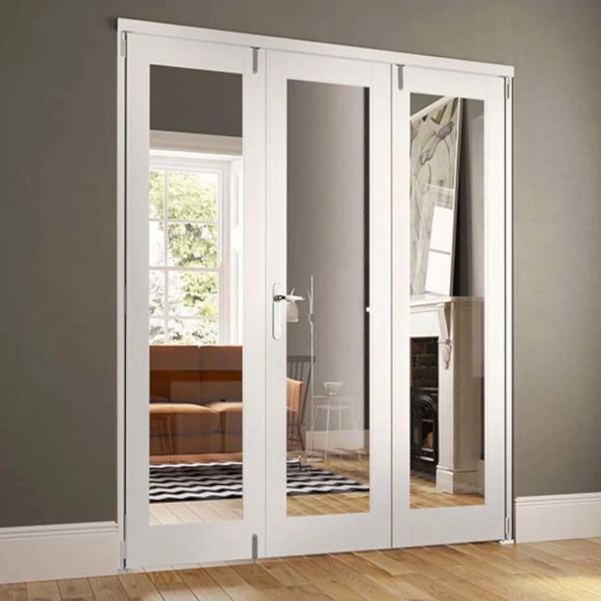 White Pattern 10 Fold Flat Internal Door Set 2100mm – Emerald Doors