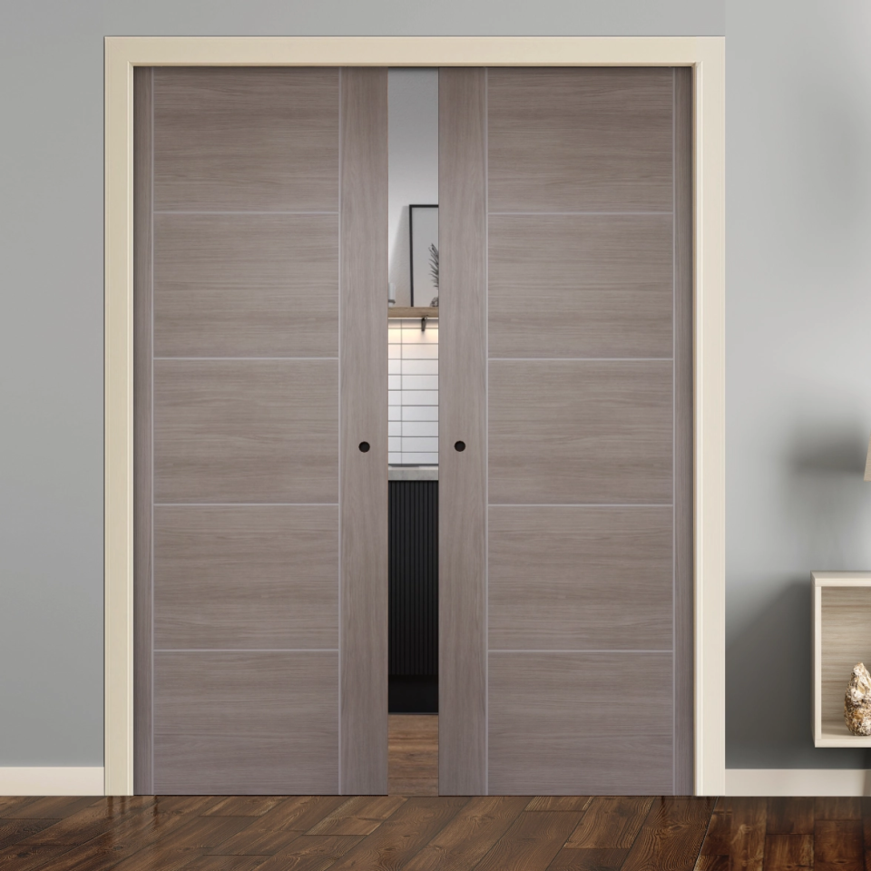 Vancouver Light Grey Laminate Double Pocket Door Set – Emerald Doors