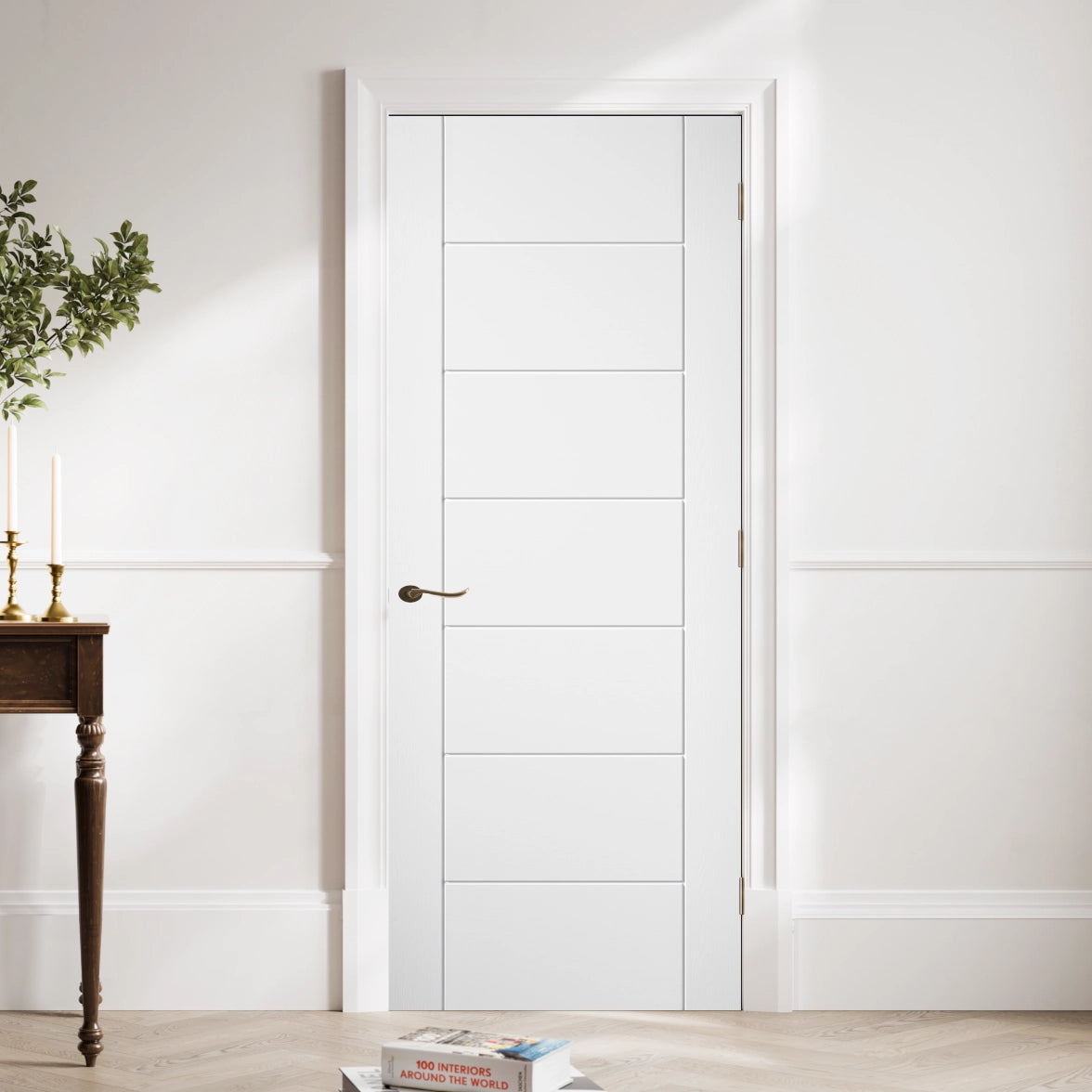 Linear White 7 Panel Laminate Door – Emerald Doors