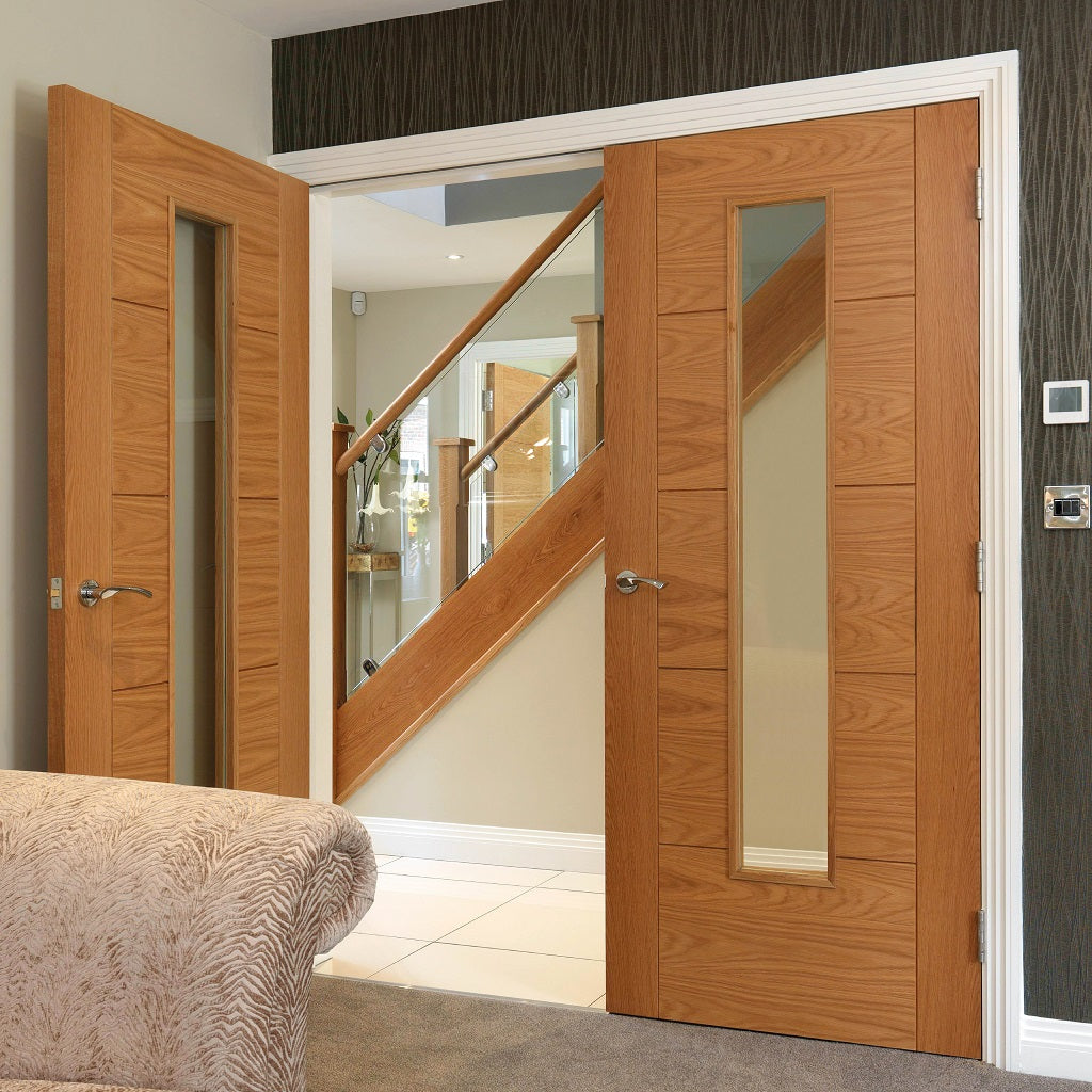 Buy River Oak Emral 1L Glazed Internal Door | Emerald Doors