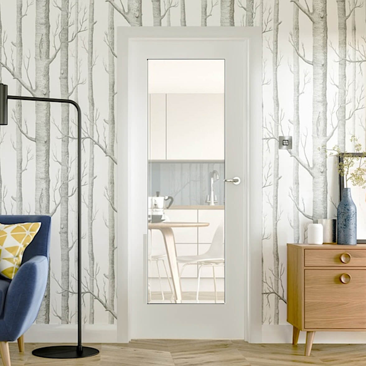 Buy Custom Made 1L White Fire Door Clear | Emerald Doors