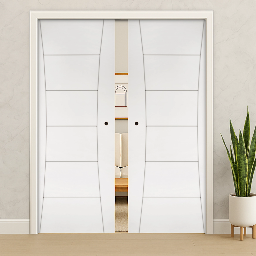 Pamplona White Double Pocket Door System – Emerald Doors