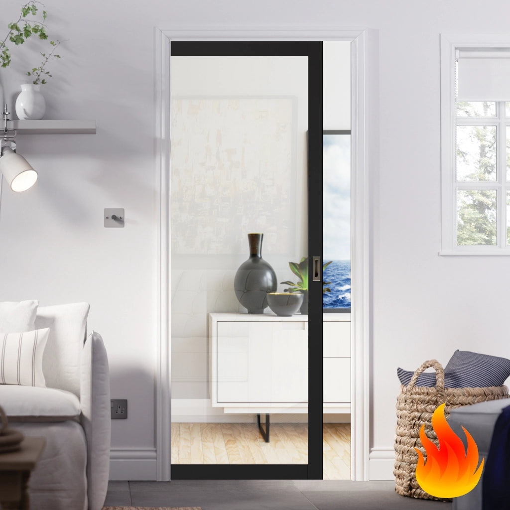 Industrial Style Extra Slim Pattern 10 Fire Rated Pocket Door – Emerald ...
