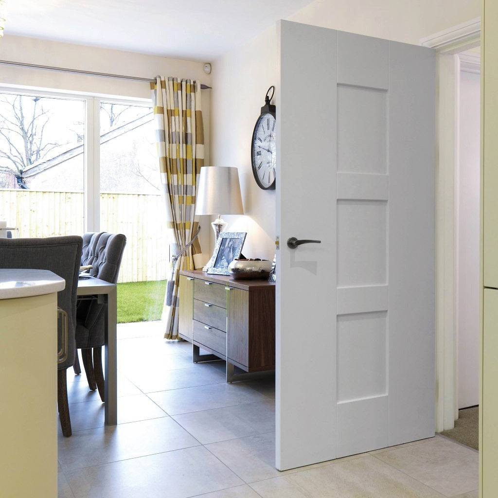 Buy Contemporary White Geo Fire Door | Emerald Doors