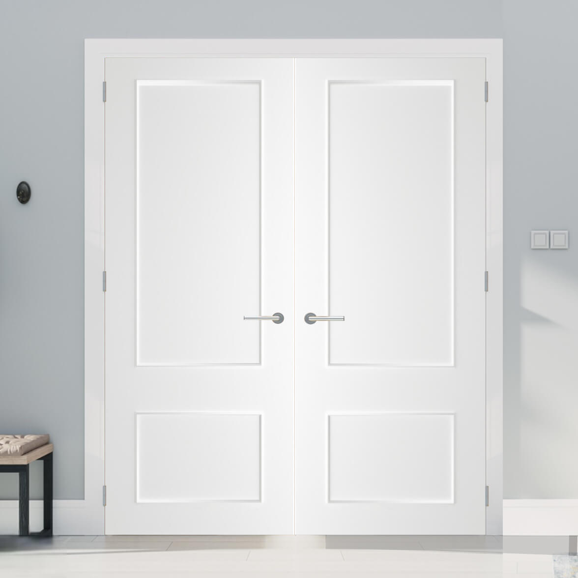 Sandringham 2 Panel White Primed Door Pair – Emerald Doors