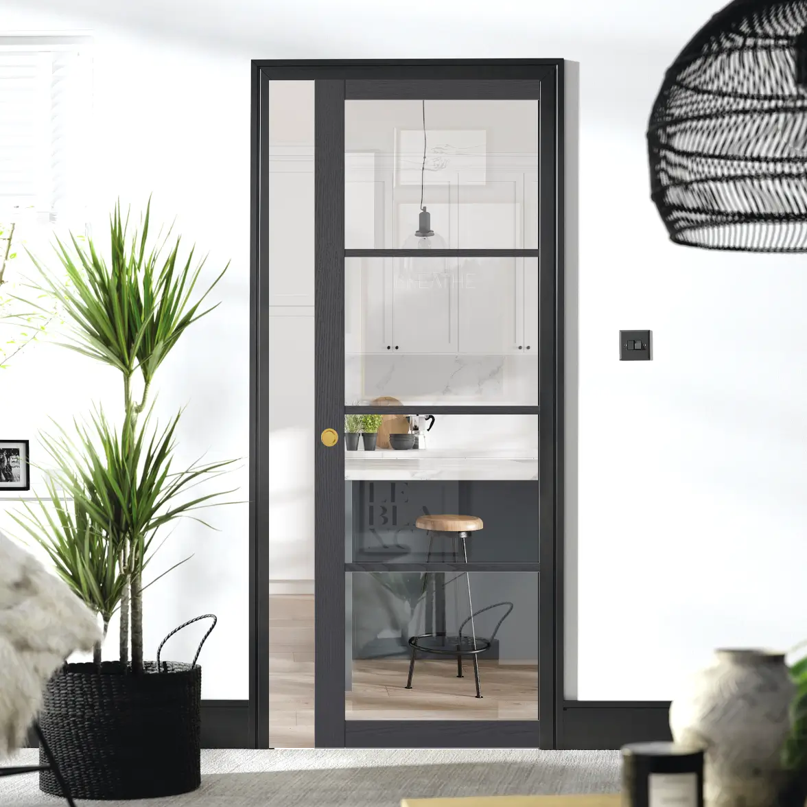 Soho Charcoal Glazed Pocket Door | Soho Charcoal Pocket Doors | Emerald ...