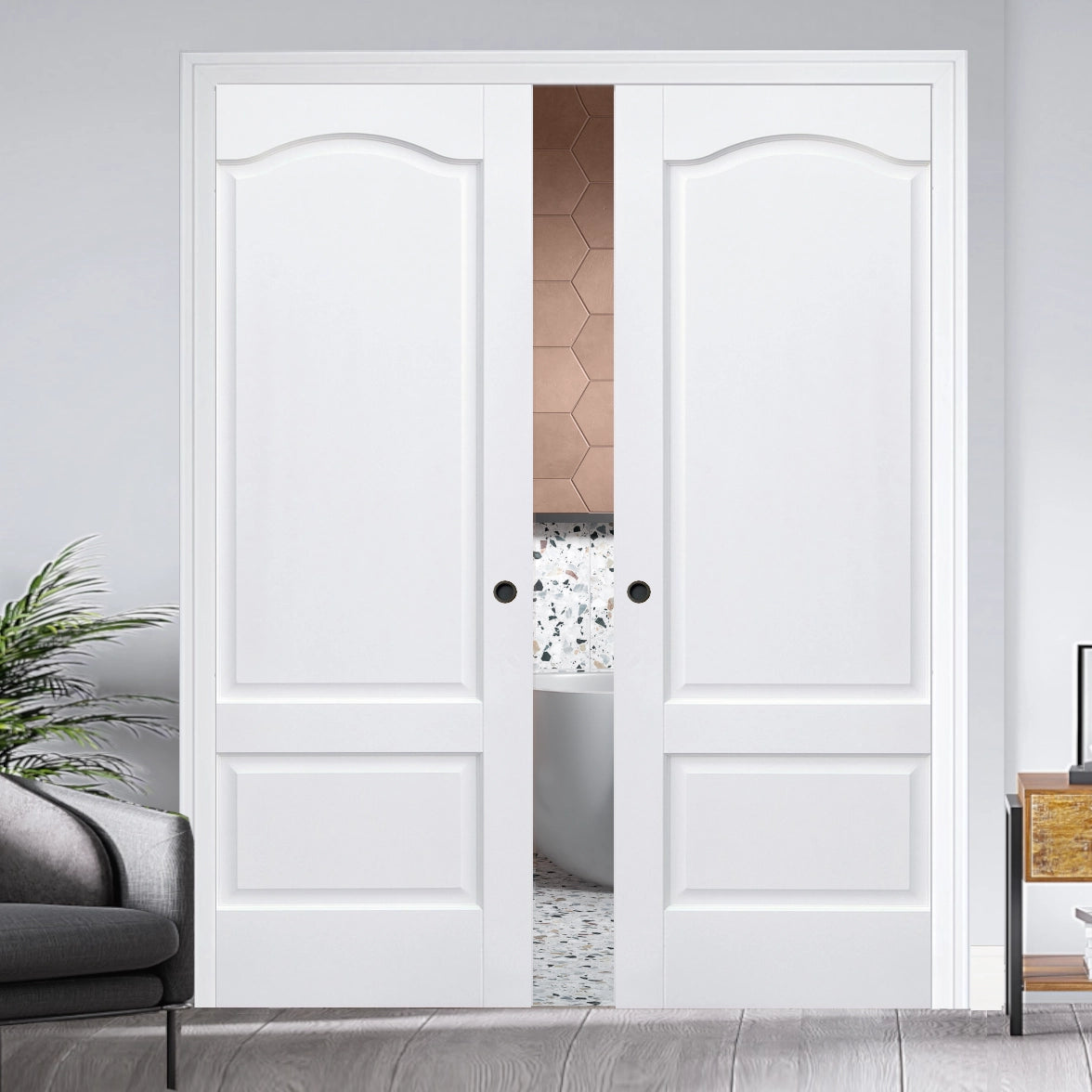 Solid White Kent 2P Double Pocket Door Set – Emerald Doors