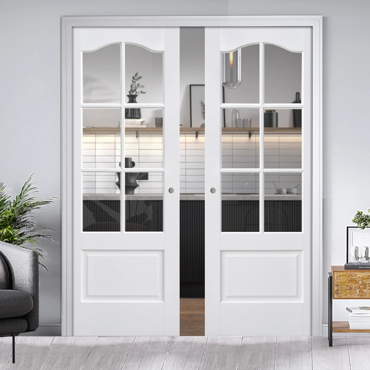 Solid White Kent 6L Double Pocket Door Set – Emerald Doors