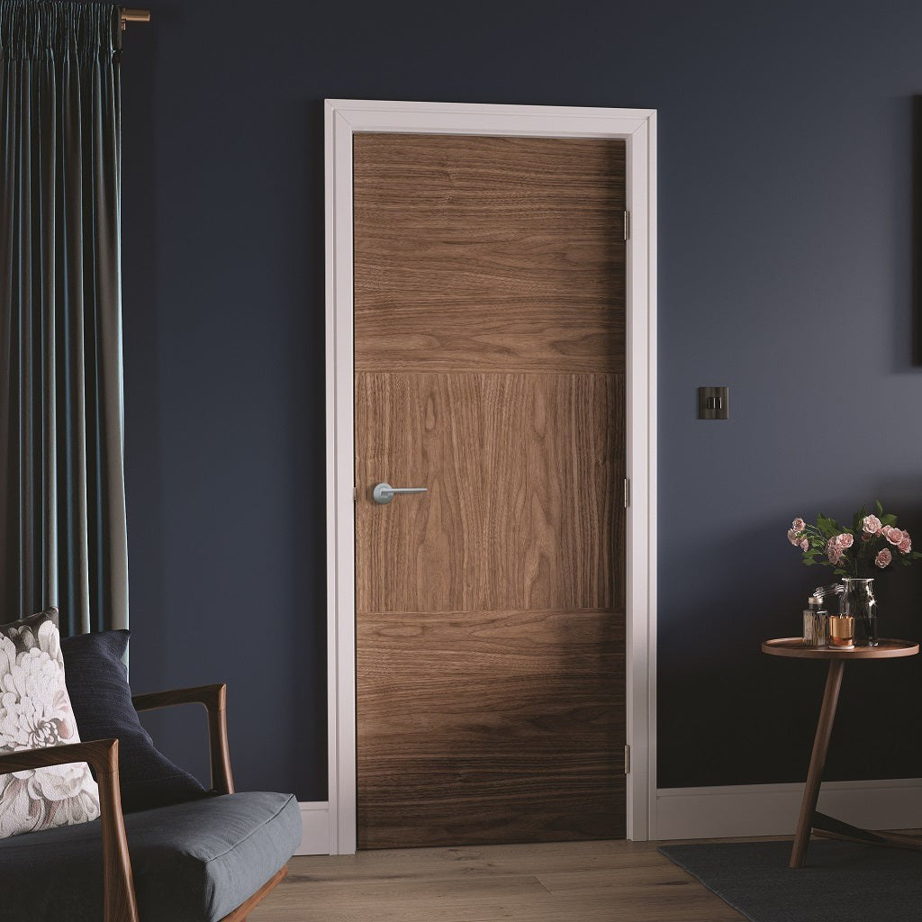 Tres Walnut Fire Door | Walnut Tres Fire Door | Emerald Doors