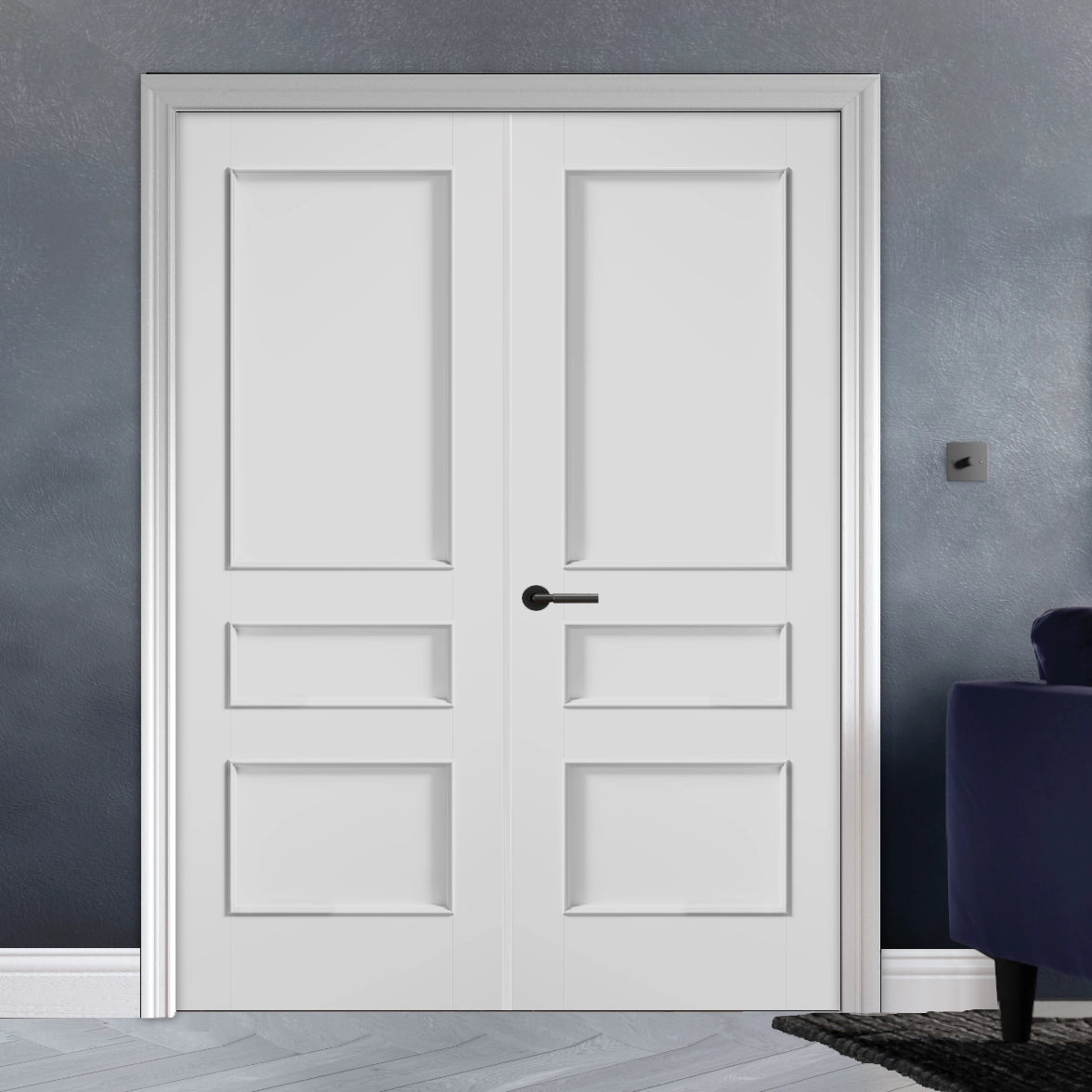 Toledo 3 Panel White Internal Door Pair – Emerald Doors