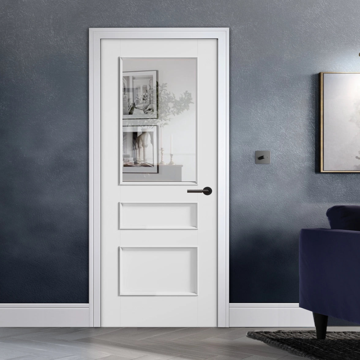 Toledo 3 Panel White Clear Glazed Internal Door – Emerald Doors