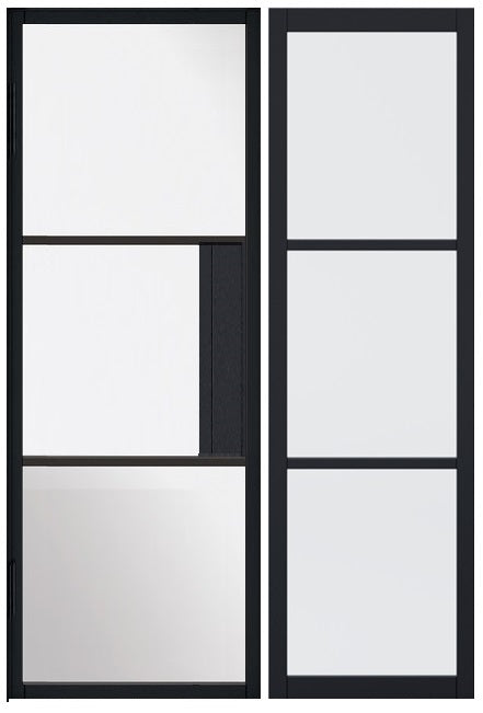 Black Tribeca Clear Glazed Offset French Doors with Side Panel ...