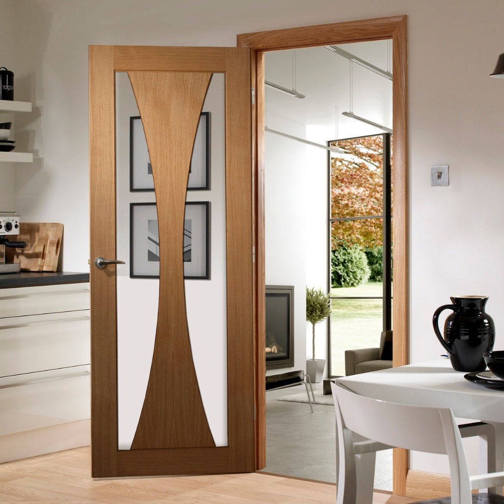 Buy Verona Oak Clear Glazed Fire Door | Emerald Doors