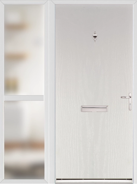 White Modern Flush External Fire Door Set with Sidelight – Emerald Doors