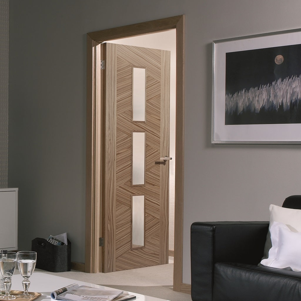 Buy Walnut Zeus 3L Glazed Door Fully Finished | Emerald Doors