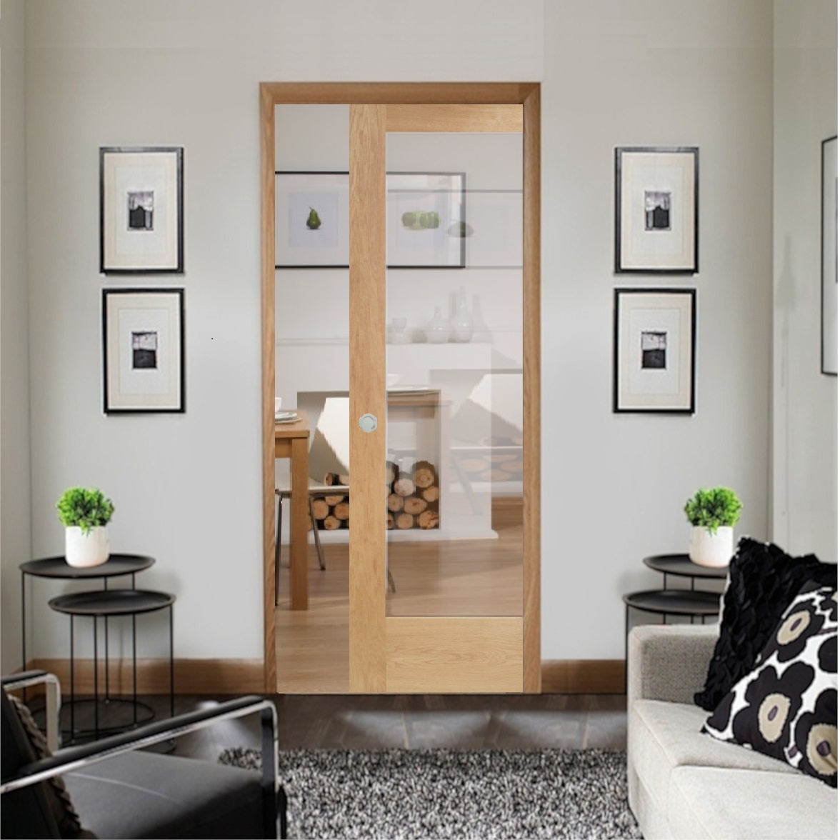 Pattern 10 Oak Clear Glazed Pocket Door Set – Emerald Doors