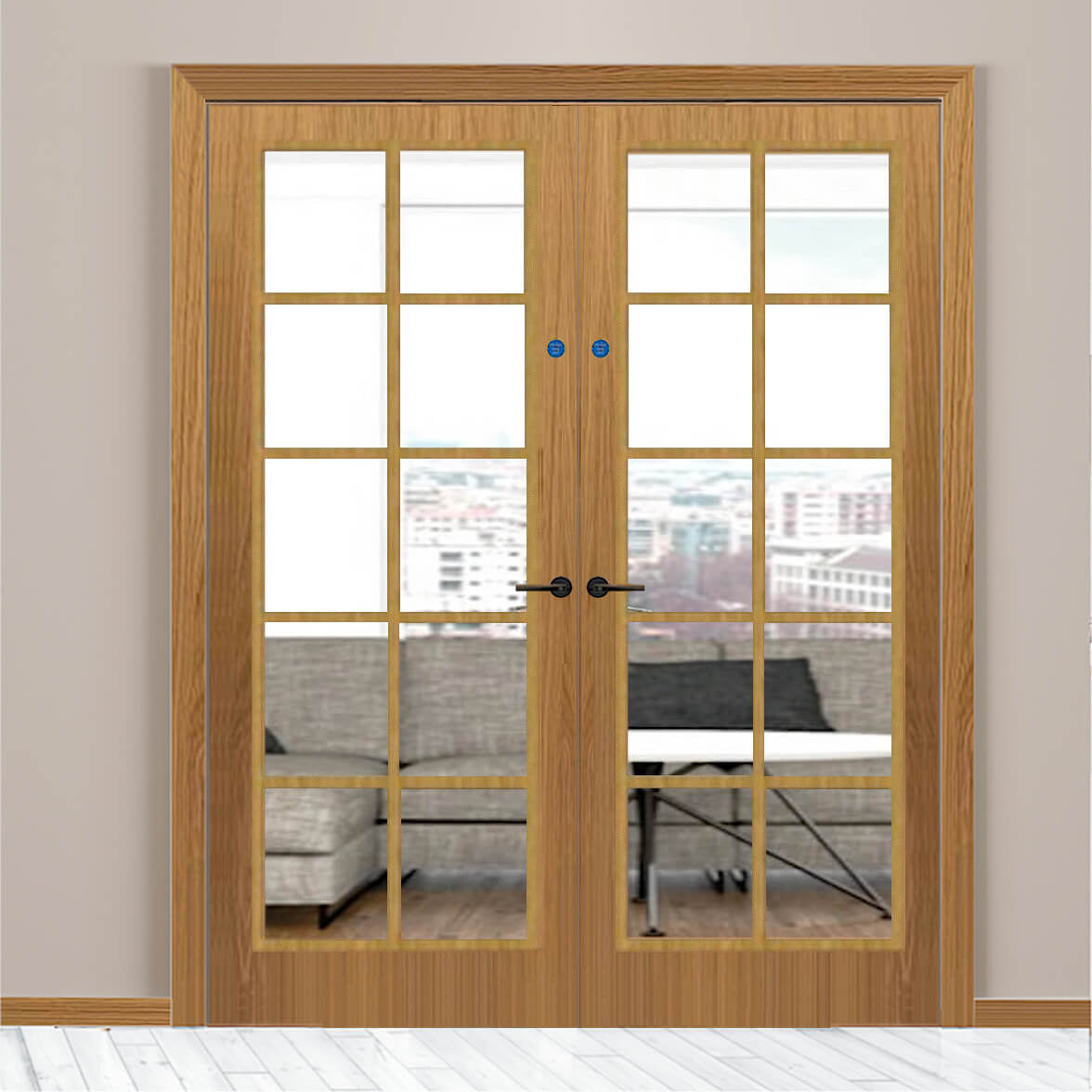 Buy Custom Made Fire Door HBO8 Oak Pair | Emerald Doors