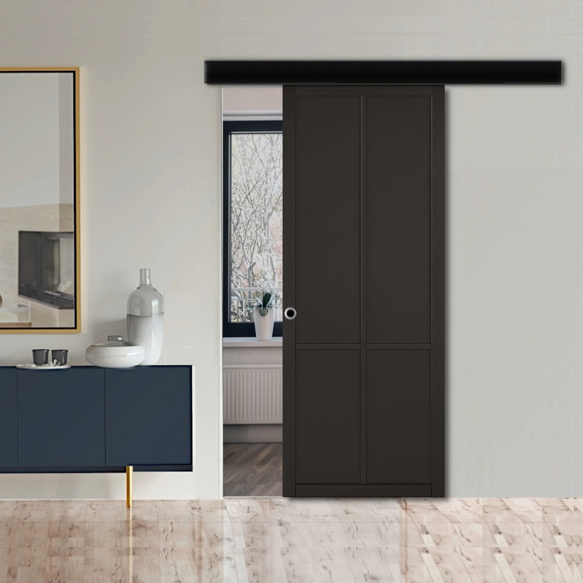 Liberty 4 Panel Sliding Door with Pelmet – Emerald Doors