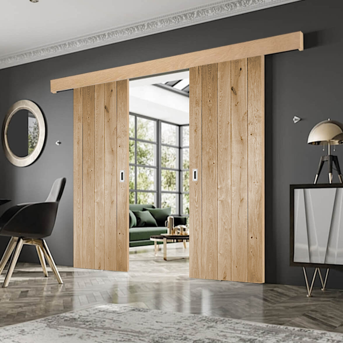 Cottage Oak Sliding Doors | Cottage Sliding Door System | Emerald Doors