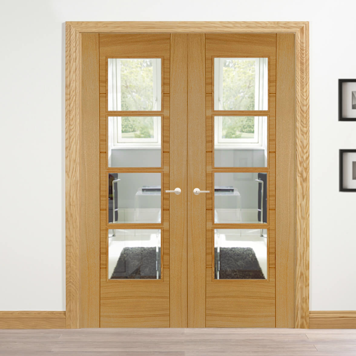 Buy Contemporary Oak 6500 8L Door Pair | Emerald Doors