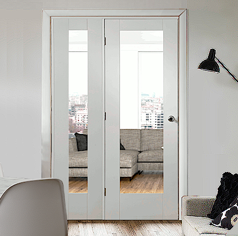 Buy White Pattern 10 Clear Glazed Single Door Room Divider with Demi ...