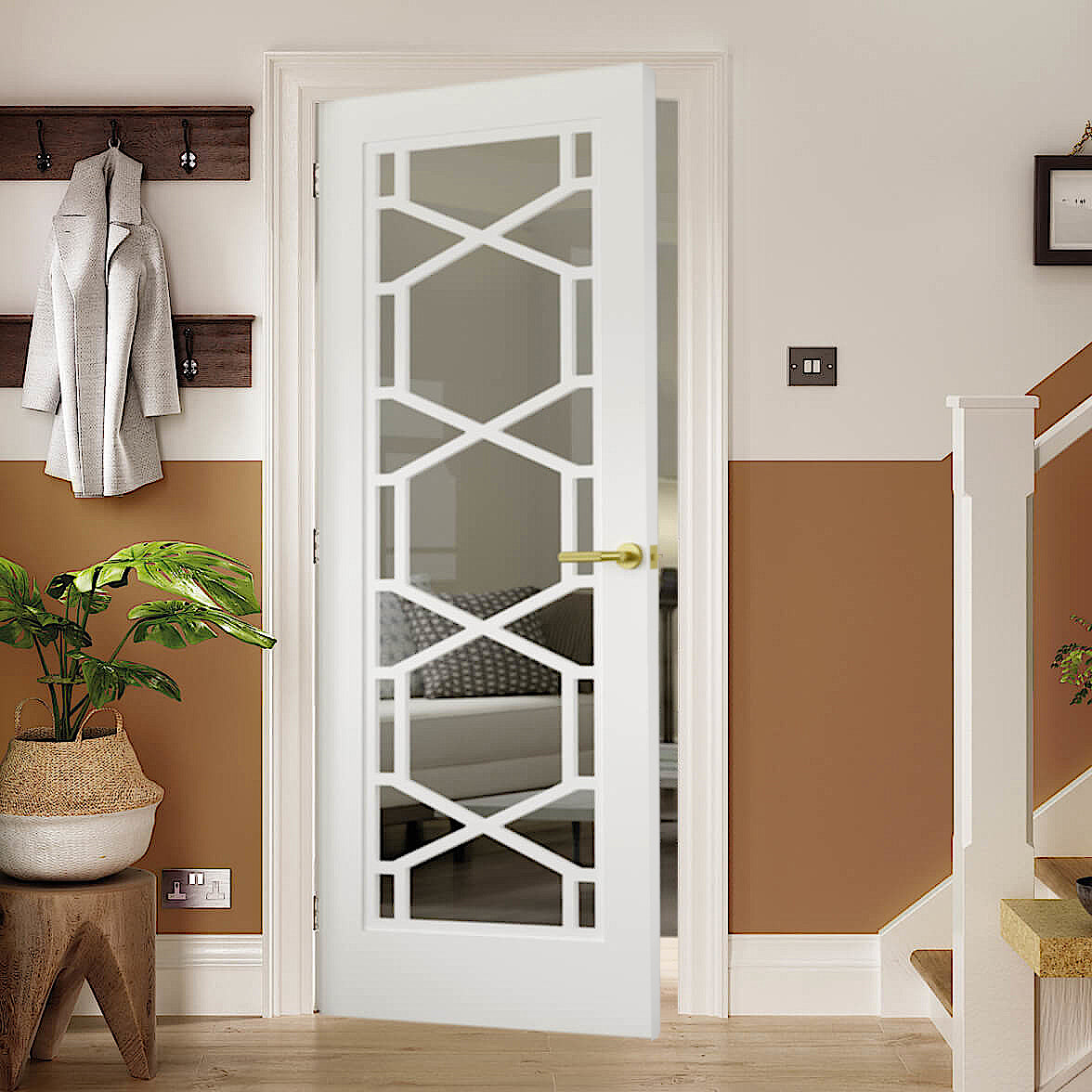 Quartz White Clear Glazed Door | Quartz White Glazed Door | Emerald Doors